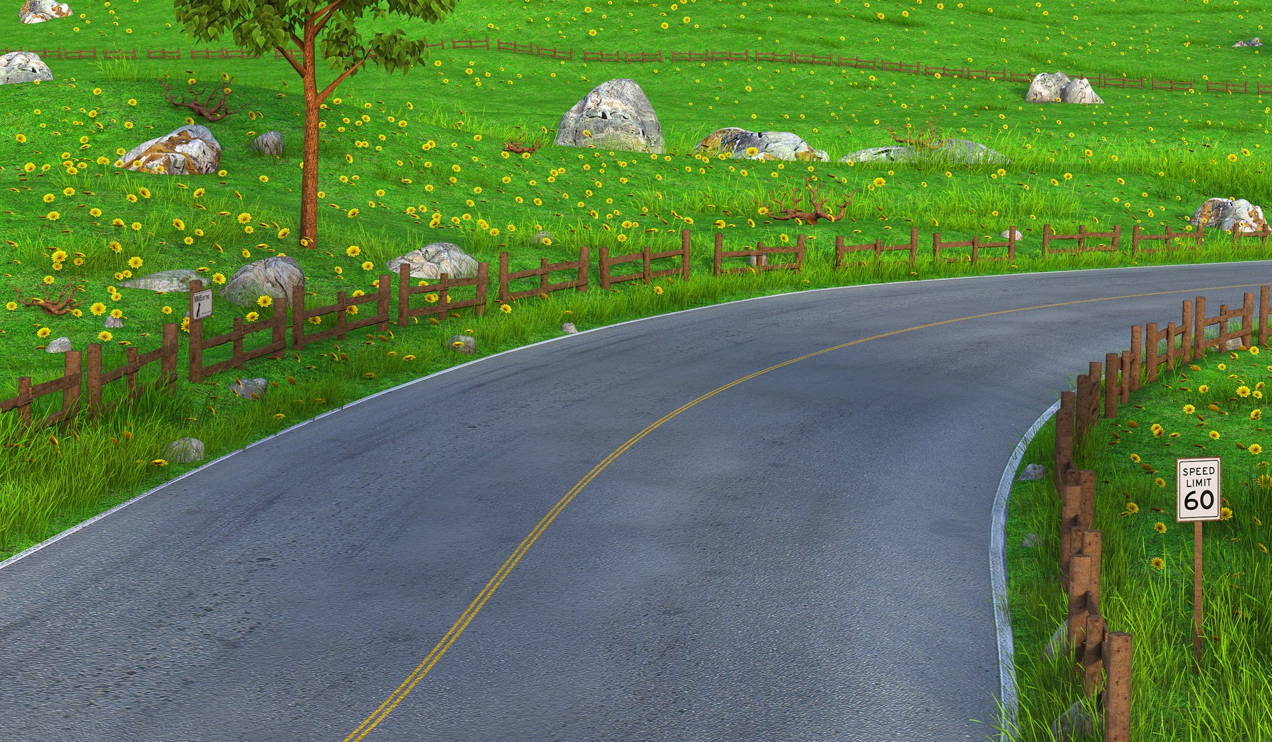 Road Cartoon Toon 3D Model - TurboSquid 1320989