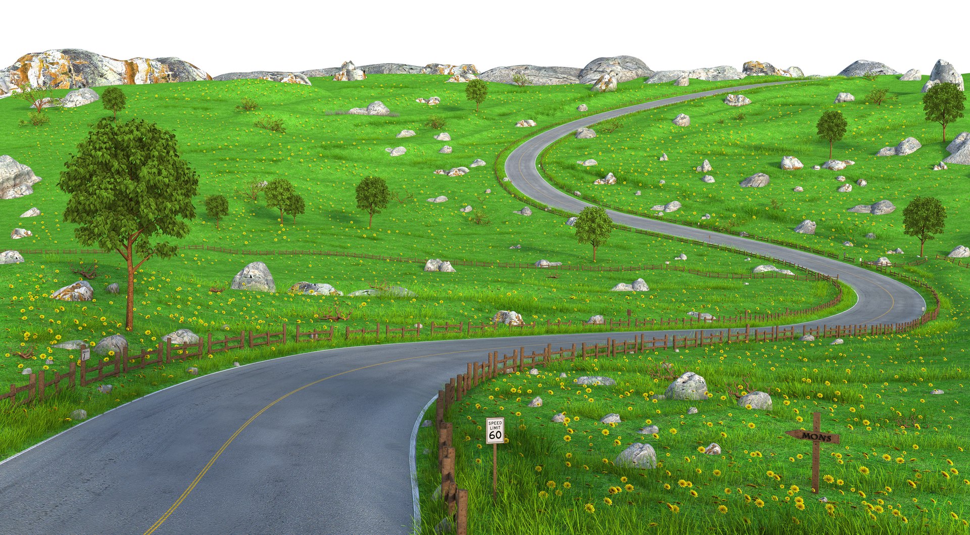 Road Cartoon Toon 3D Model - TurboSquid 1320989