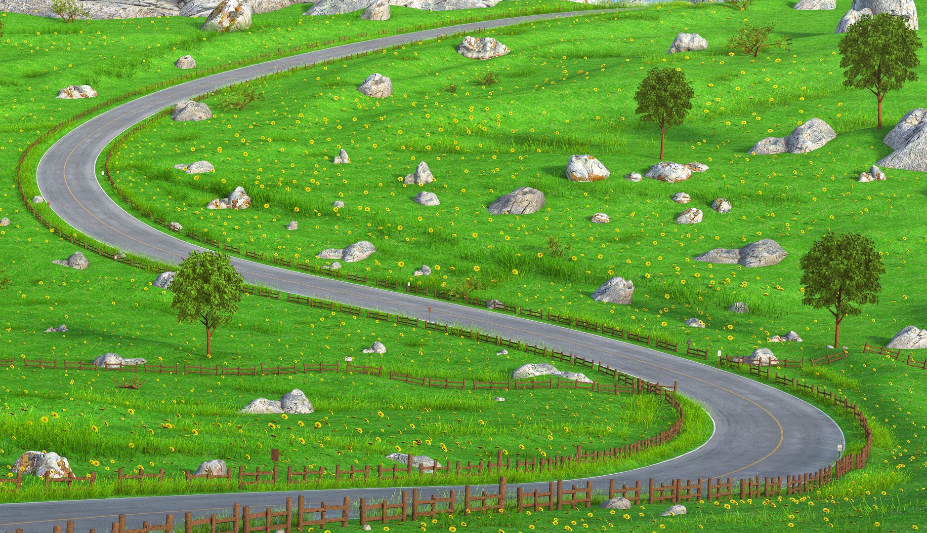 Road Cartoon Toon 3D Model - TurboSquid 1320989