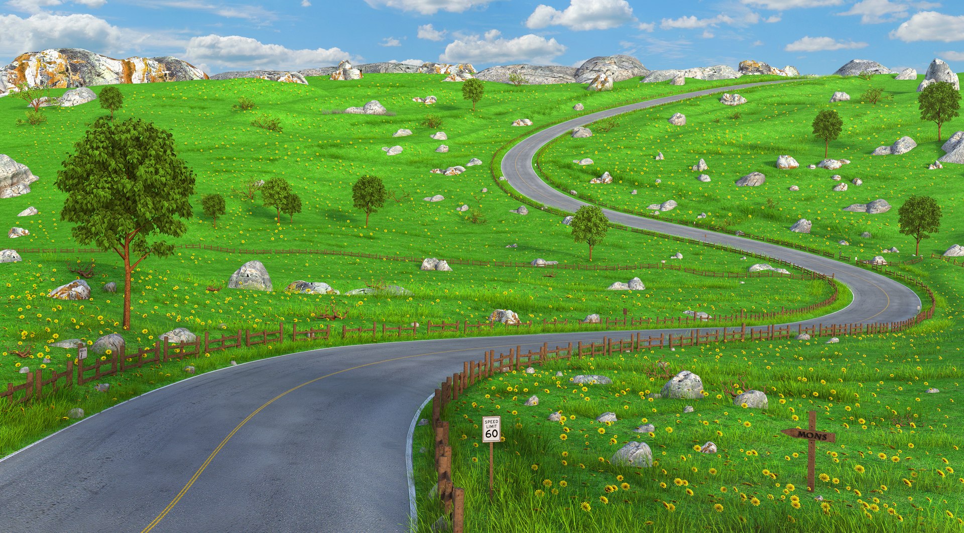Road cartoon toon 3D model - TurboSquid 1320989