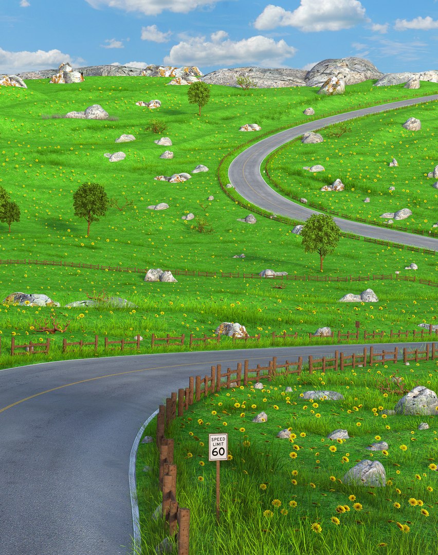 Road Cartoon Toon 3D Model - TurboSquid 1320989