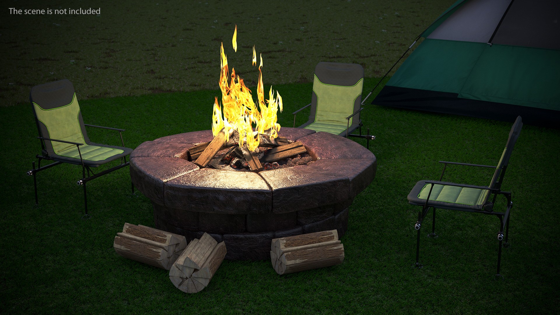 Outdoor Bonfire With Camping Chairs 3D Model - TurboSquid 2264112