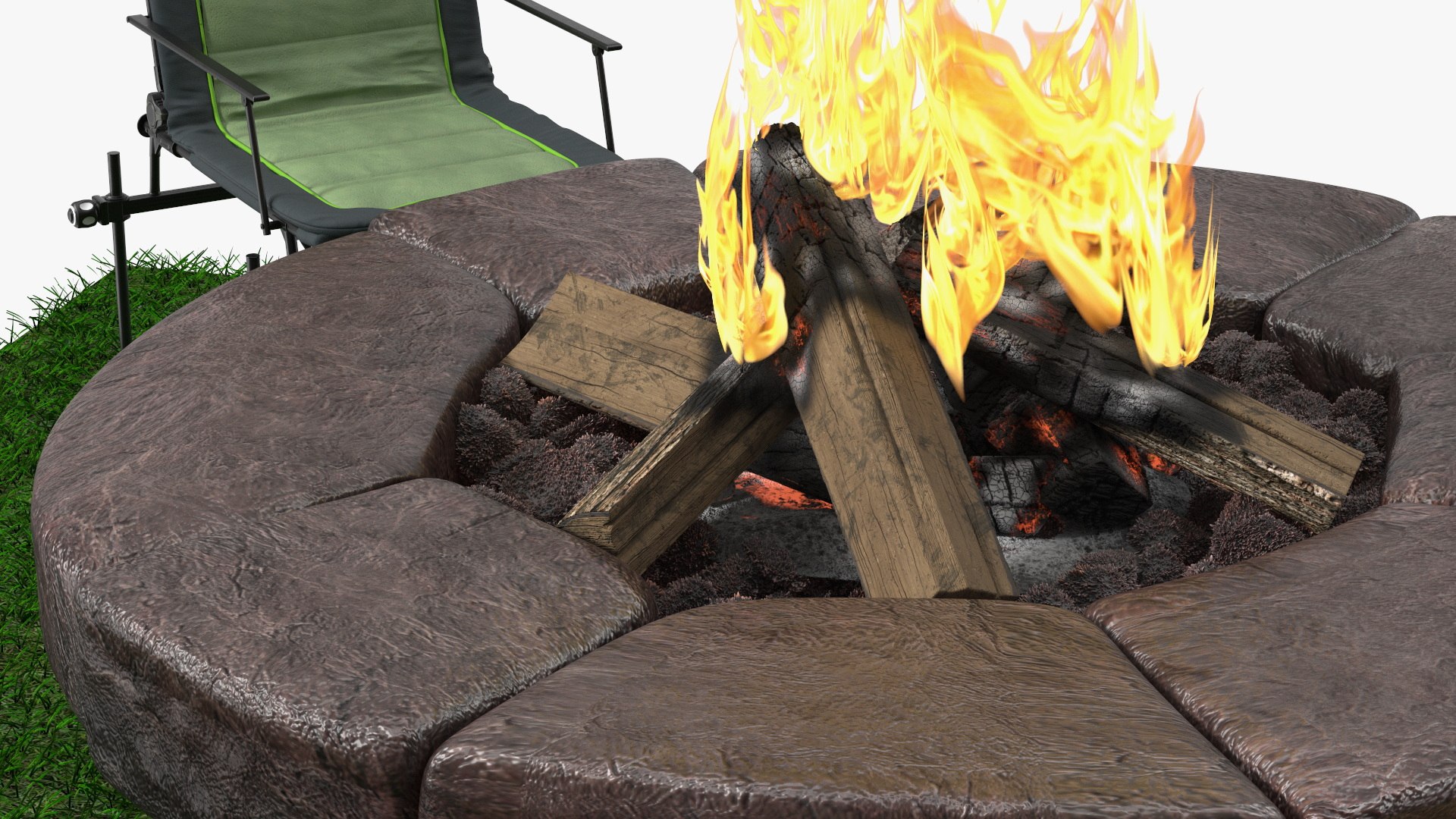 Outdoor Bonfire With Camping Chairs 3D Model - TurboSquid 2264112