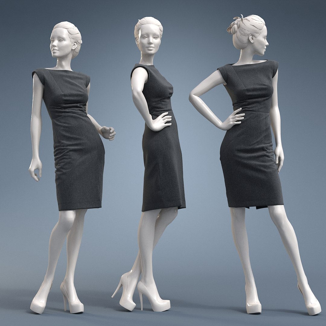 3D Sheath Dress With Relief Seams Model - TurboSquid 2147462
