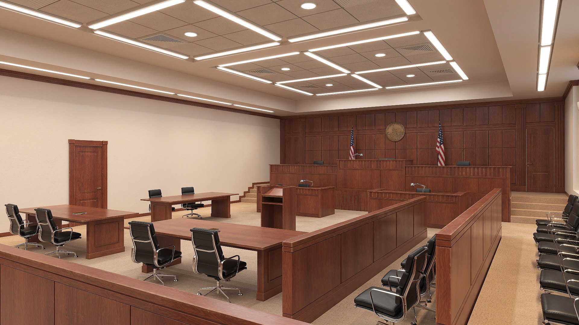 US Courtroom Room Interior 3D - TurboSquid 2383102