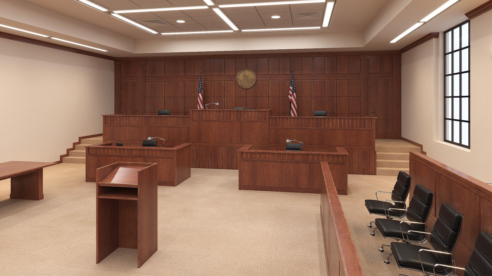 US Courtroom Room Interior 3D - TurboSquid 2383102