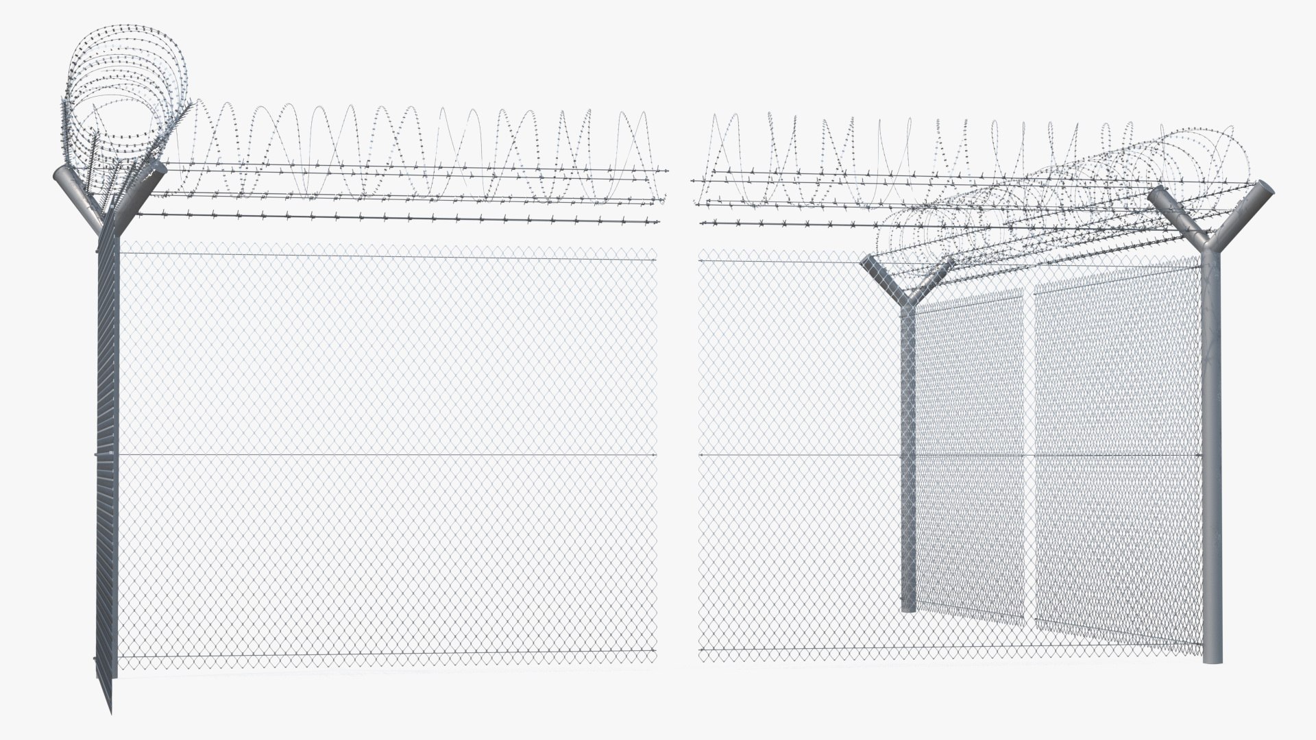 Barbed Razor Wire Mesh Fence 3D Model - TurboSquid 1548207
