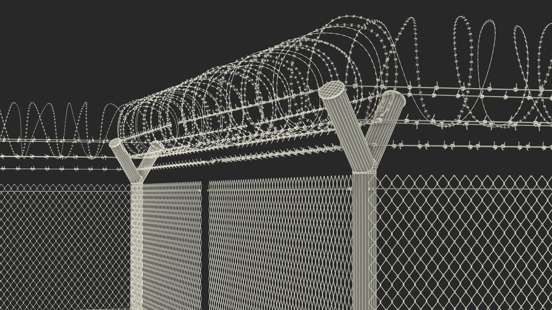 Barbed Razor Wire Mesh Fence 3D Model - TurboSquid 1548207