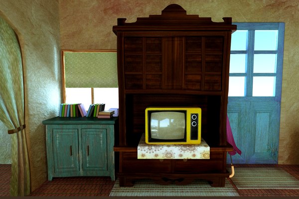 interior tree house cartoon obj