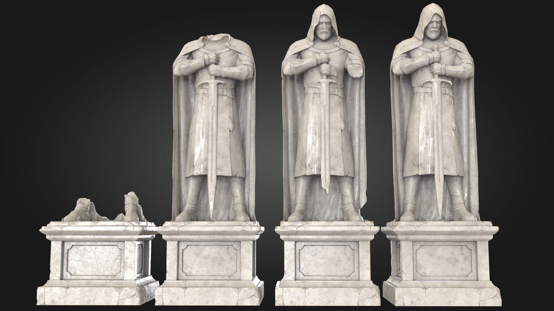 Ancient Marble Statue Knight 3D - TurboSquid 1713735