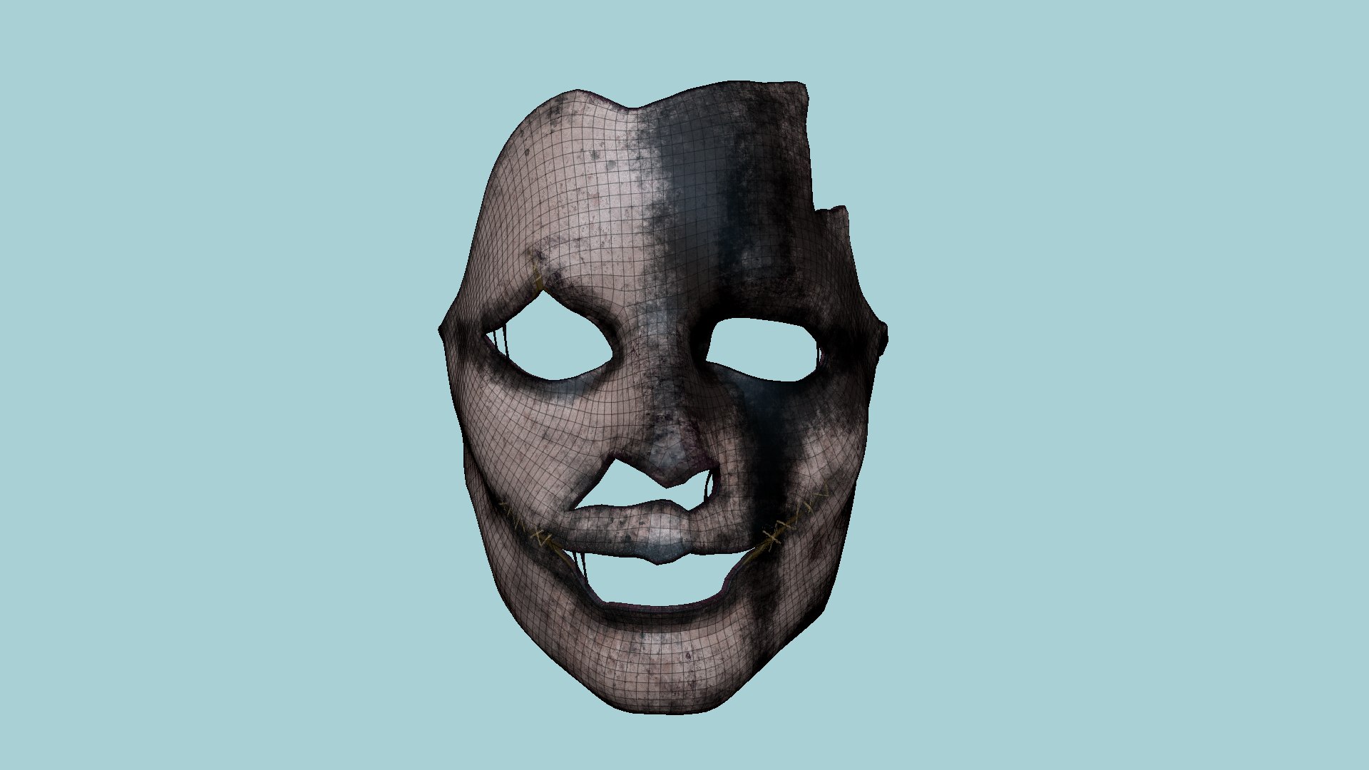 3D Human Skin Terror Mask A10 White Black - Character Costume ...