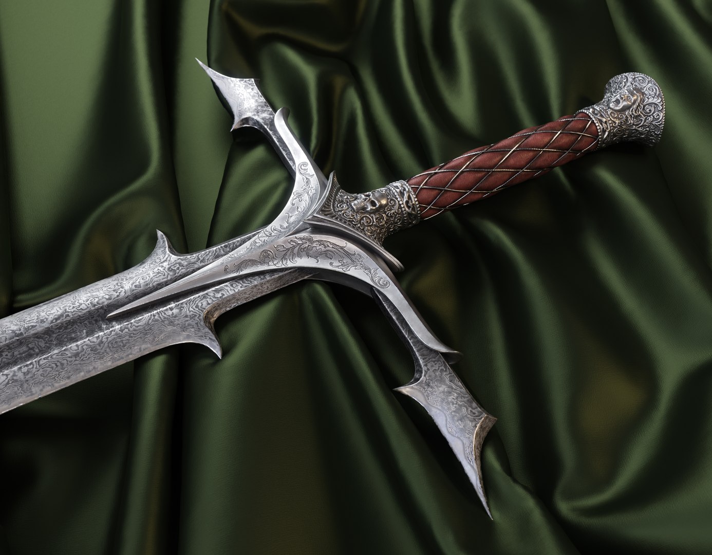 3D Damascus Two-handed Sword Model - TurboSquid 1742826