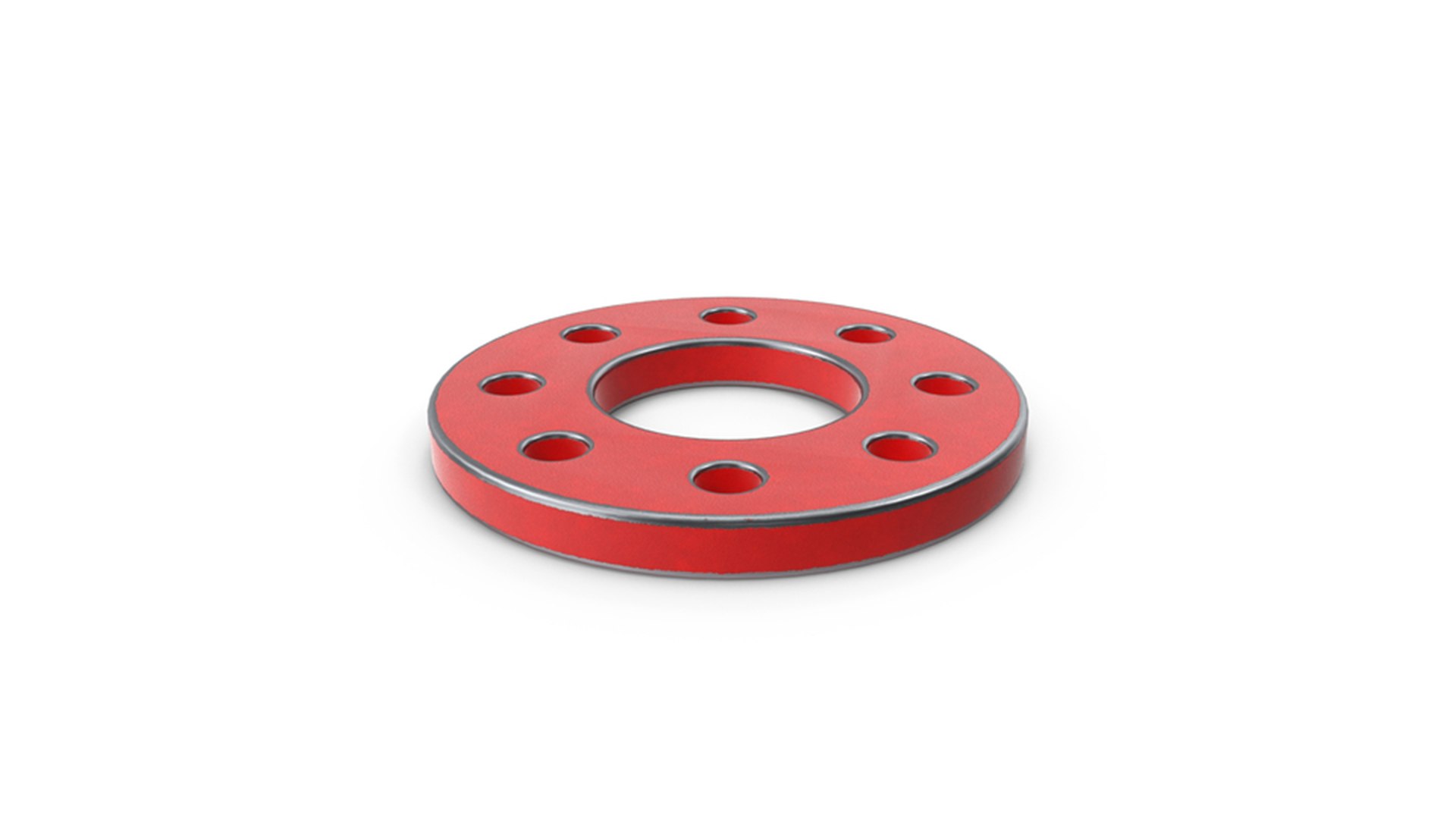 3D Round Flange Steel Painted Red V3 PBR Model - TurboSquid 2300800