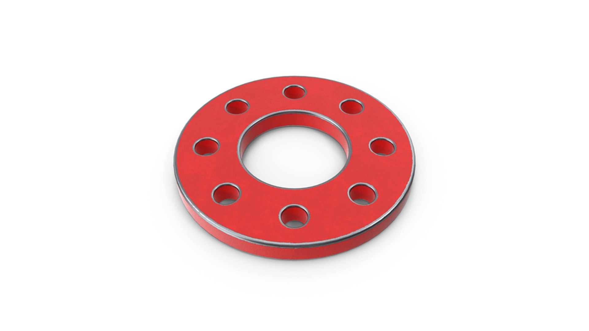 3D Round Flange Steel Painted Red V3 PBR Model - TurboSquid 2300800