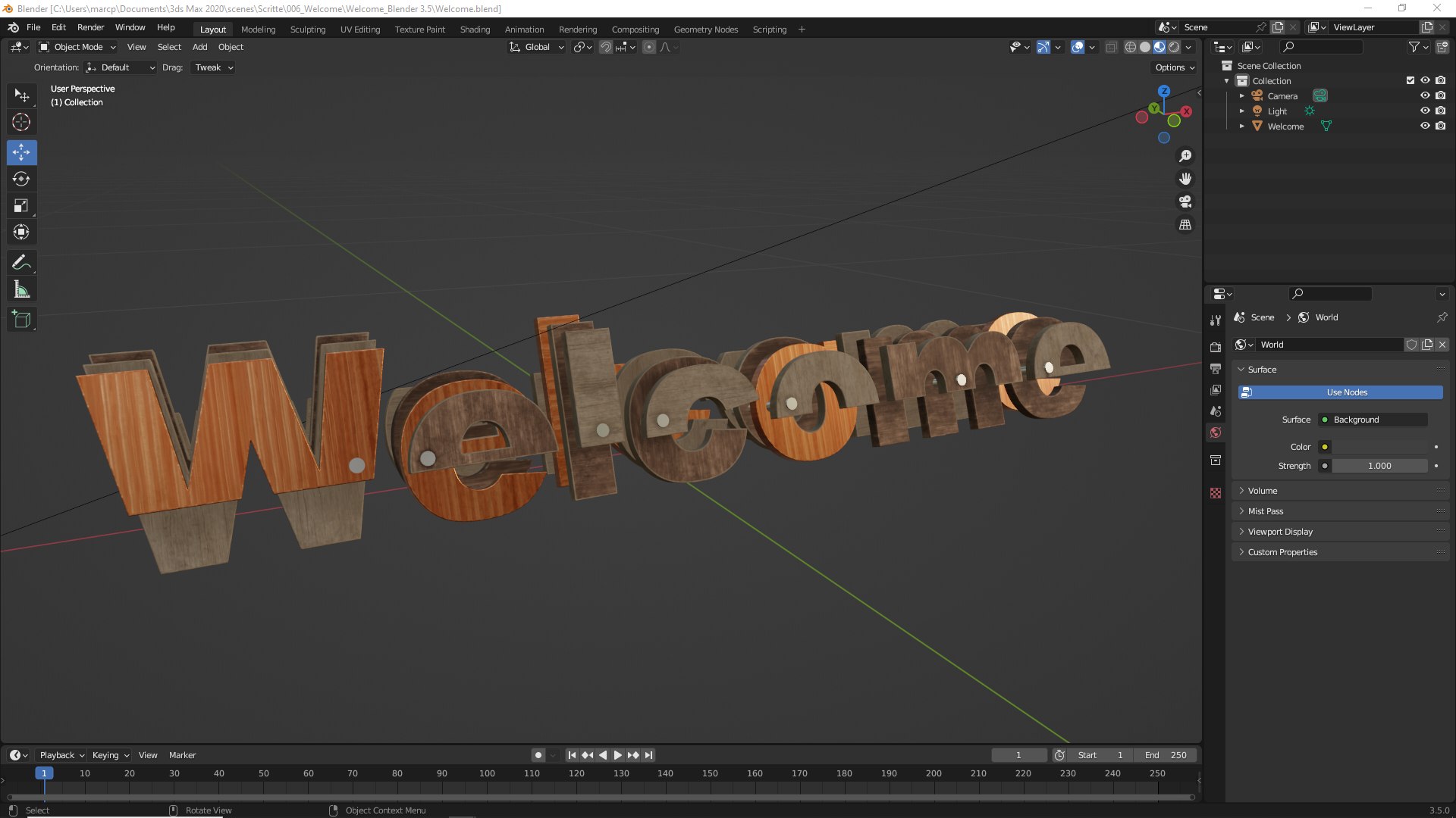 Welcome Written Wood 3D Model - TurboSquid 2197926