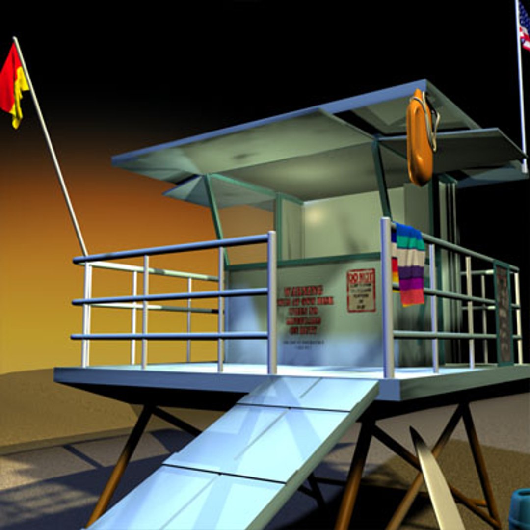 3ds Max Life Guard Stand 01