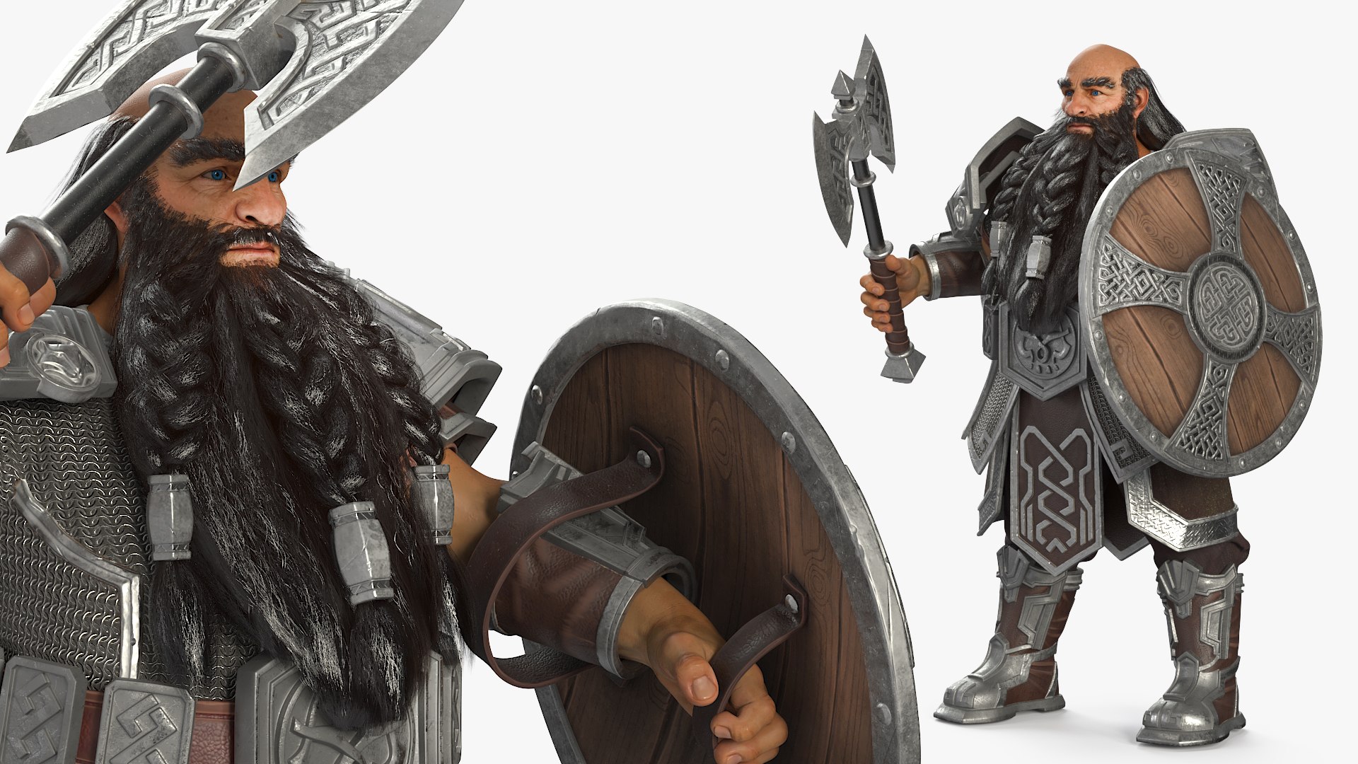 Game Dwarf Character In Chainmail Rigged For Cinema 4D 3D Model ...