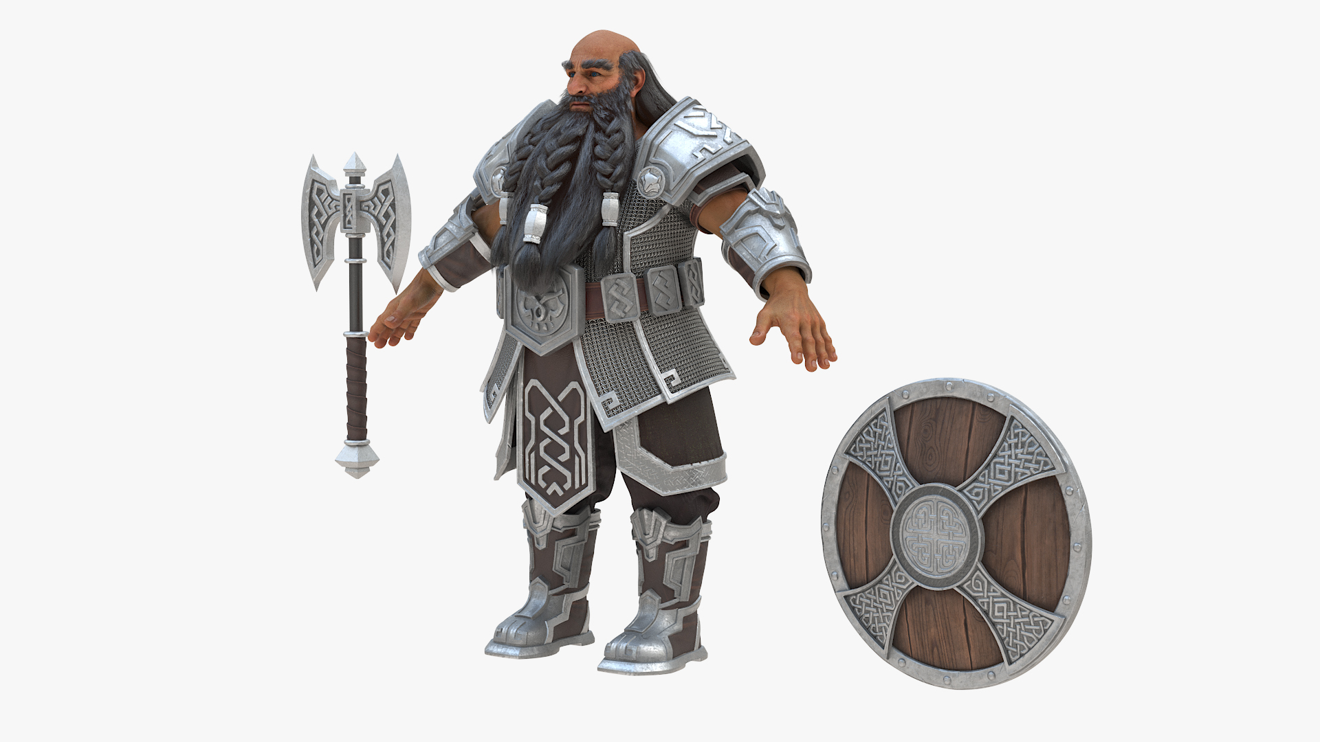 Game Dwarf Character In Chainmail Rigged For Cinema 4D 3D Model ...