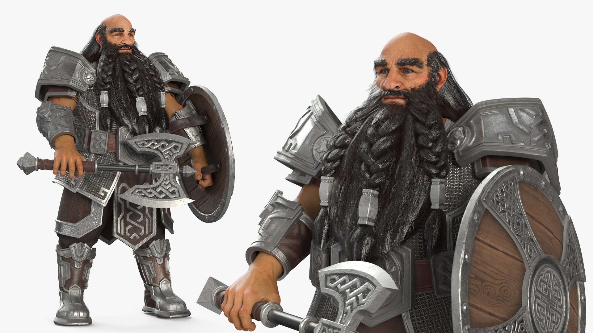 Game Dwarf Character In Chainmail Rigged For Cinema 4D 3D Model ...