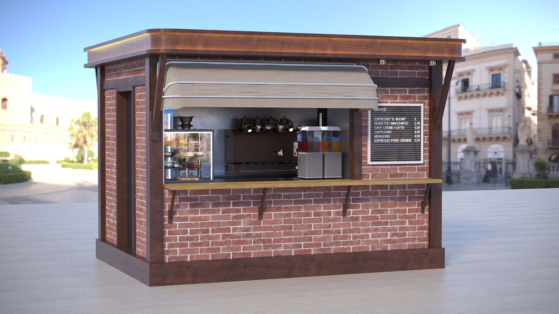 3D KIOSK STONE WALL - TurboSquid 2238348