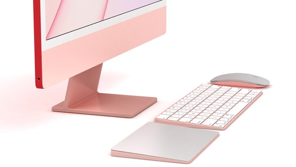 Apple iMac 24 inch 2021 Pink All Set model - TurboSquid 1733085