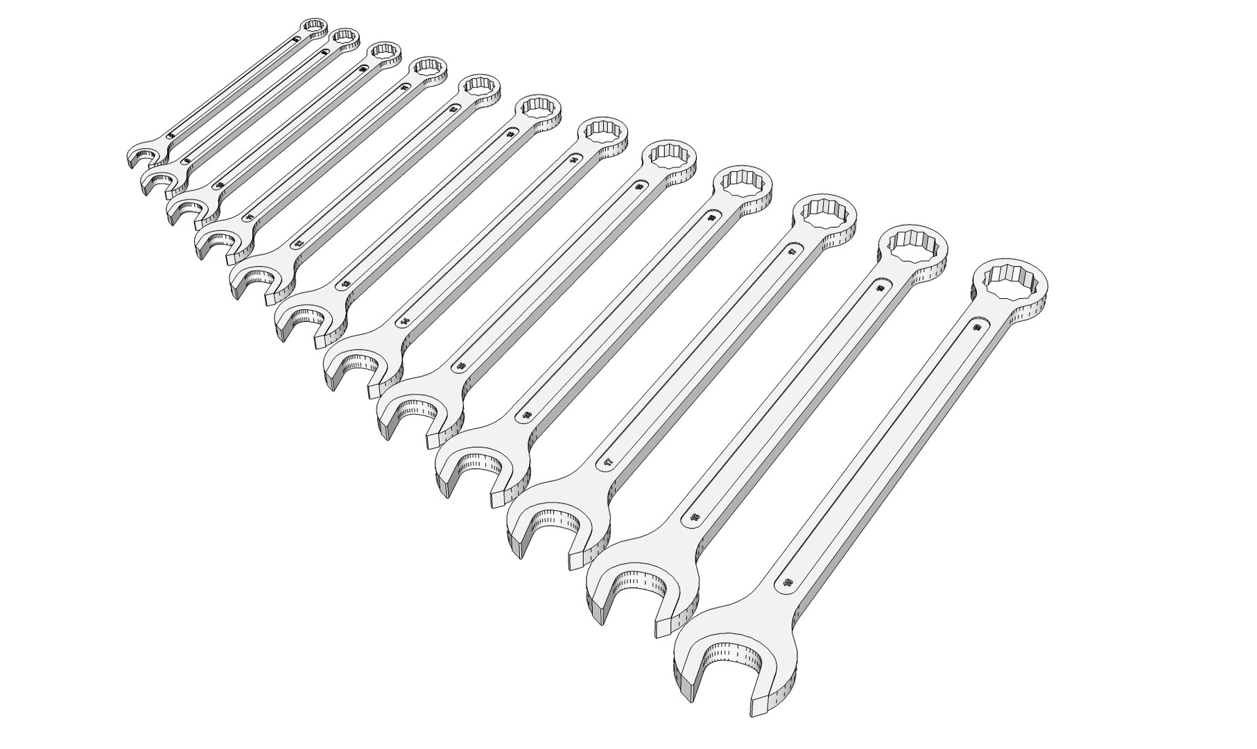 3D Open End Ring Spanner Model - TurboSquid 2142719