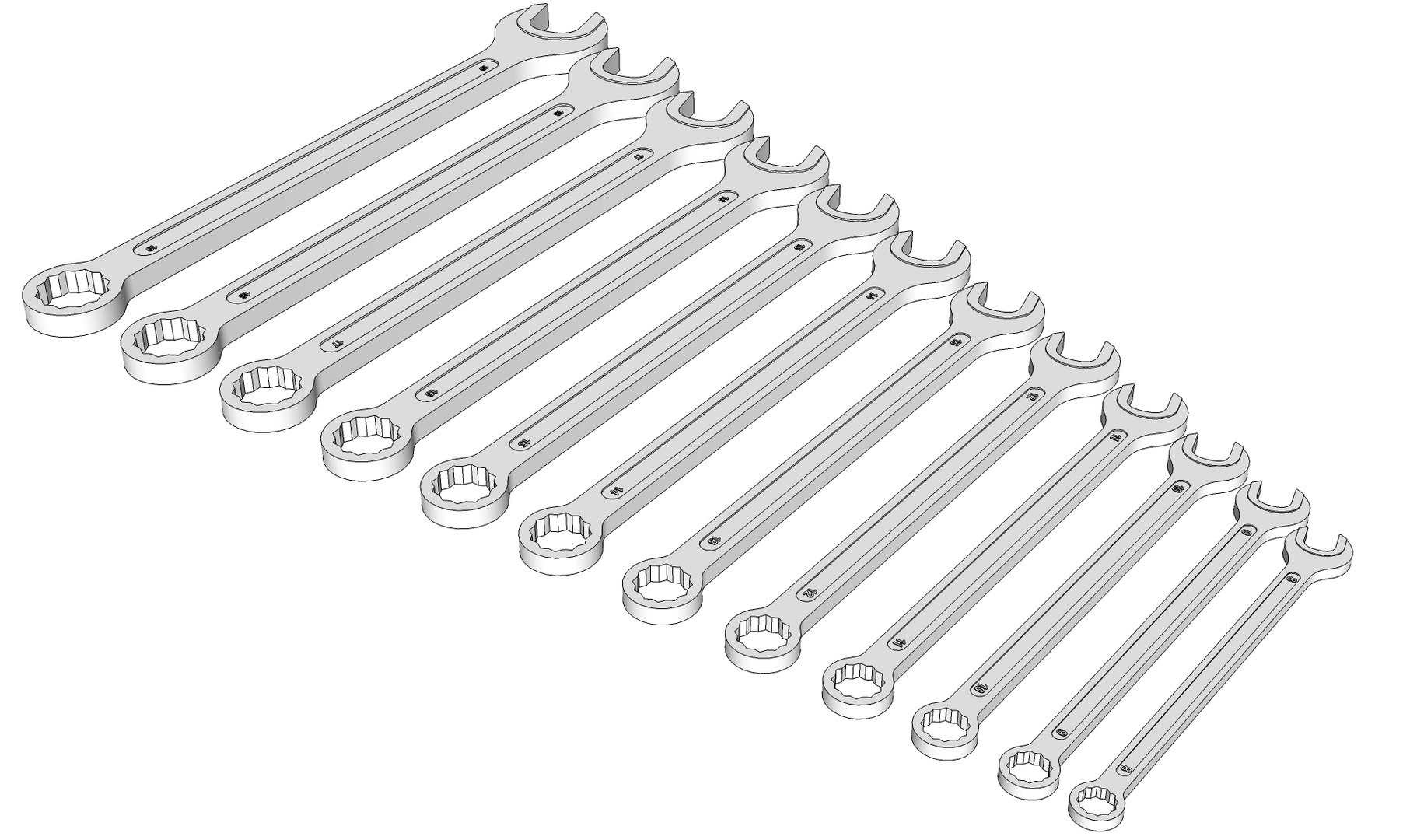 3D Open End Ring Spanner Model - TurboSquid 2142719