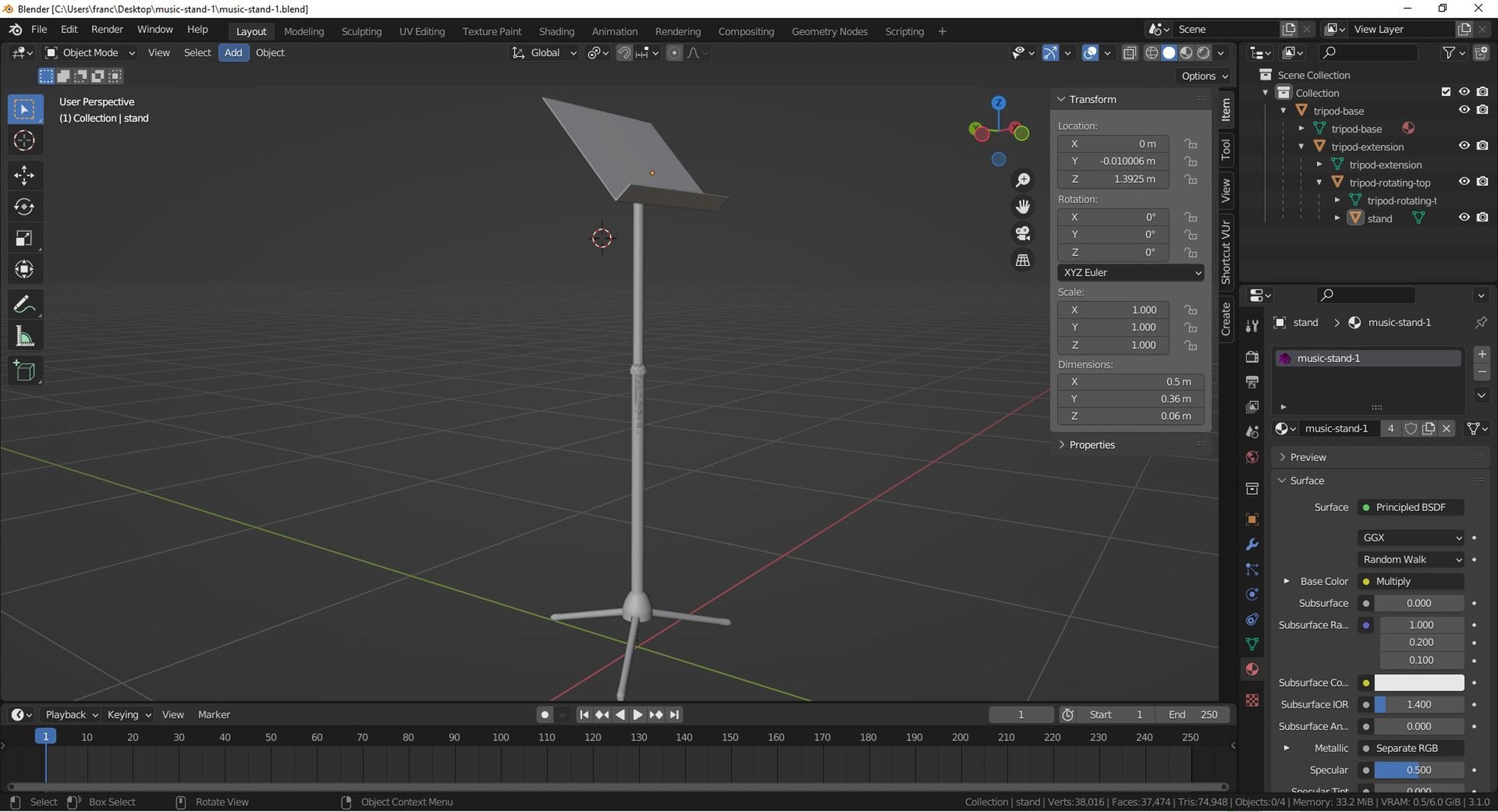 3D Music Stand 1 Model - TurboSquid 1910619