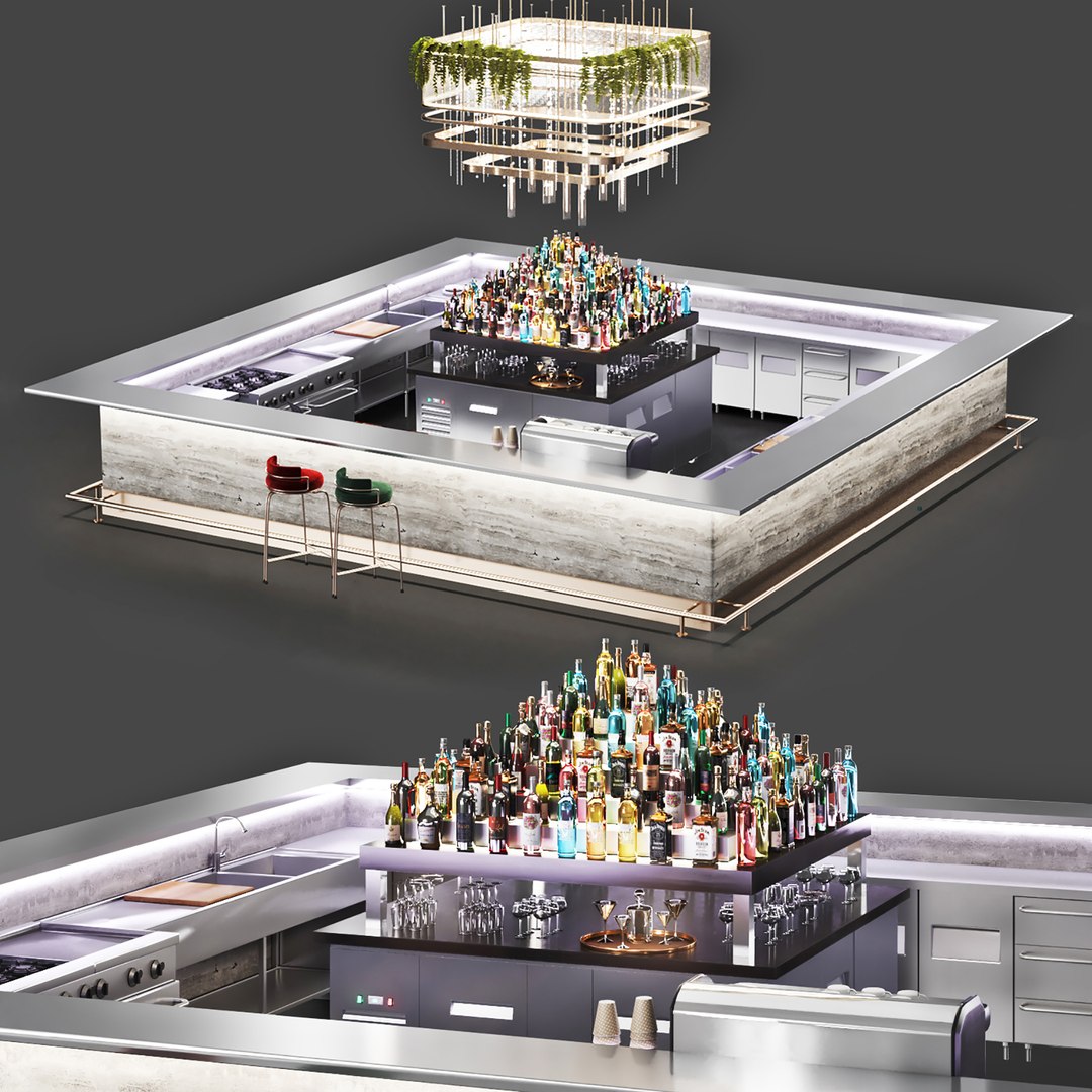 3D Cocktailbar 01 Cafe Island Bar - TurboSquid 2116707