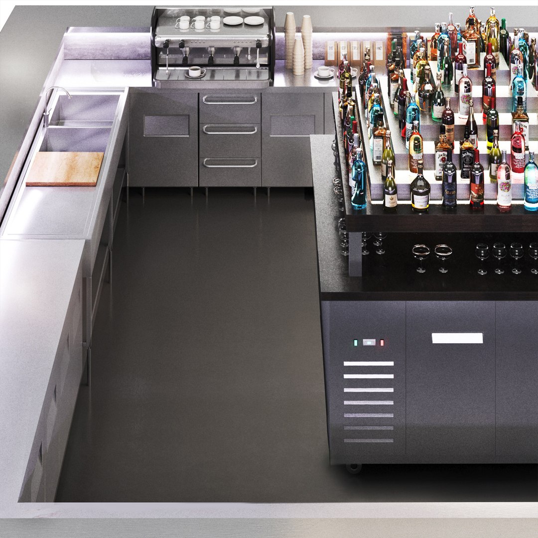 3D Cocktailbar 01 Cafe Island Bar - TurboSquid 2116707