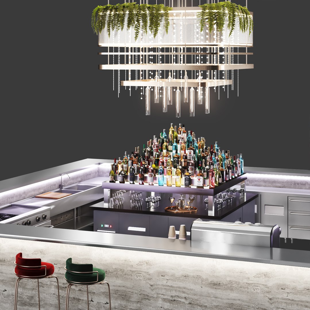 3D Cocktailbar 01 Cafe Island Bar - TurboSquid 2116707