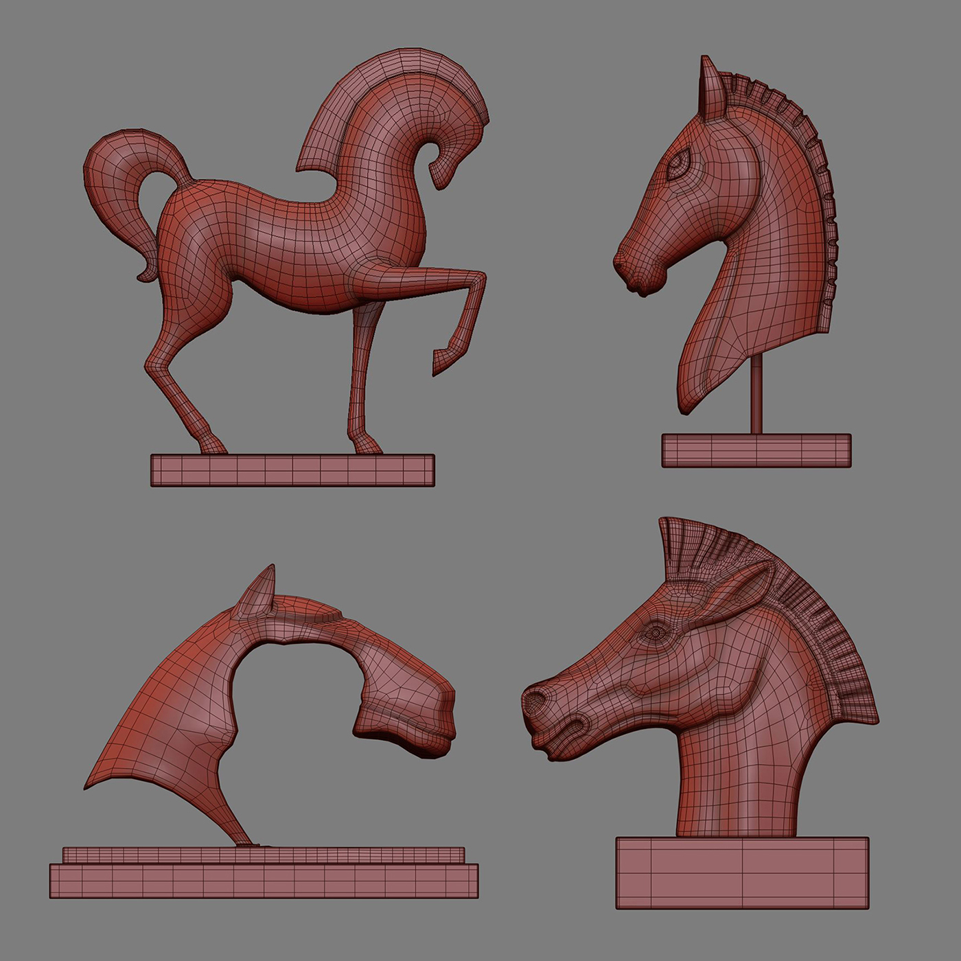 3D Horses Sculptures Set 02 - TurboSquid 1772868