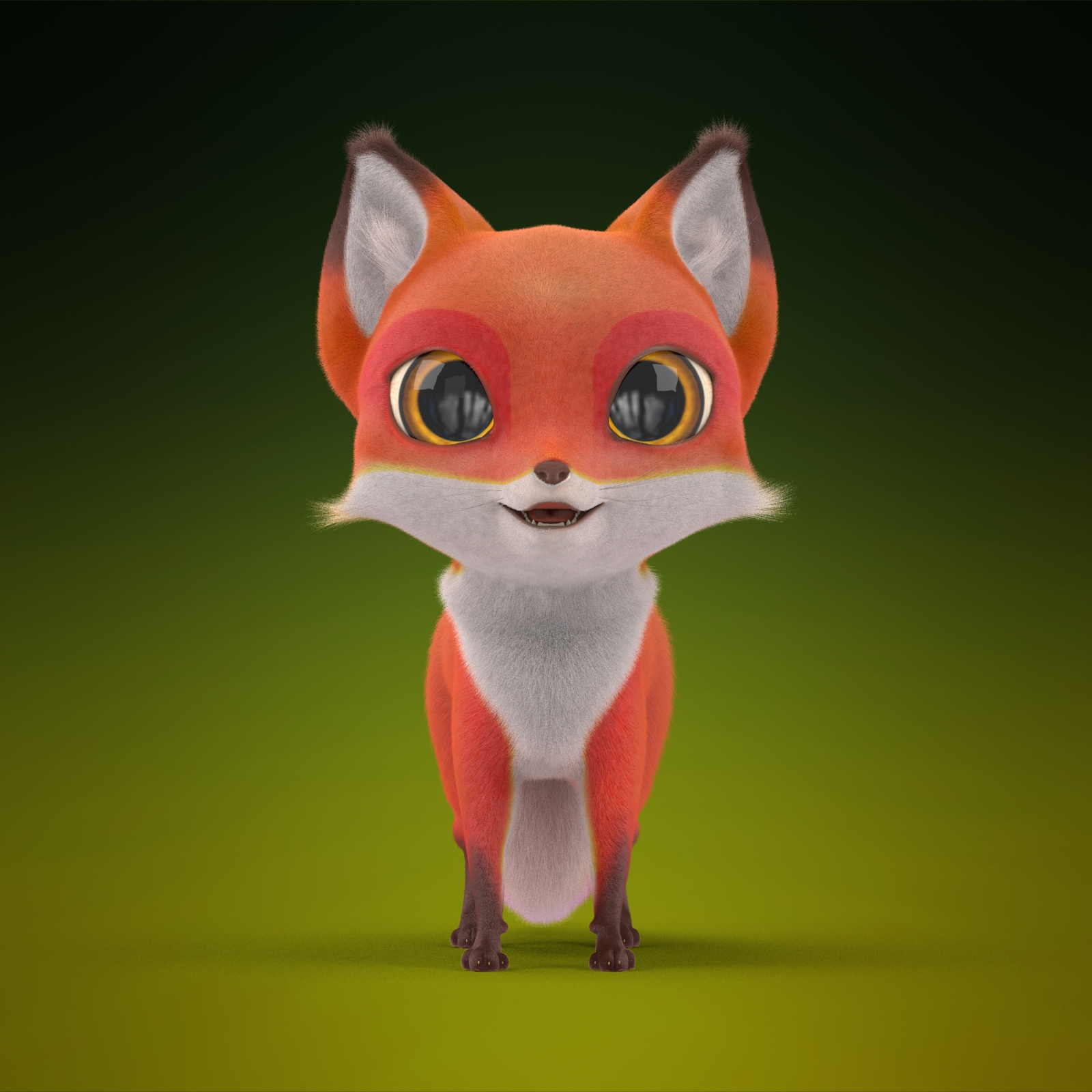 cute cartoon fox fur 3d max
