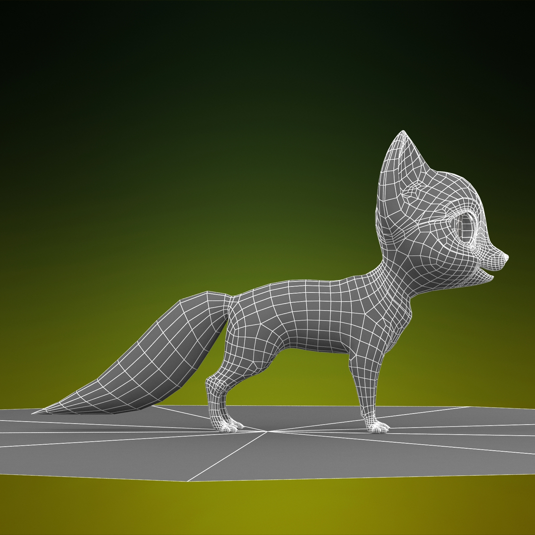 cute cartoon fox fur 3d max