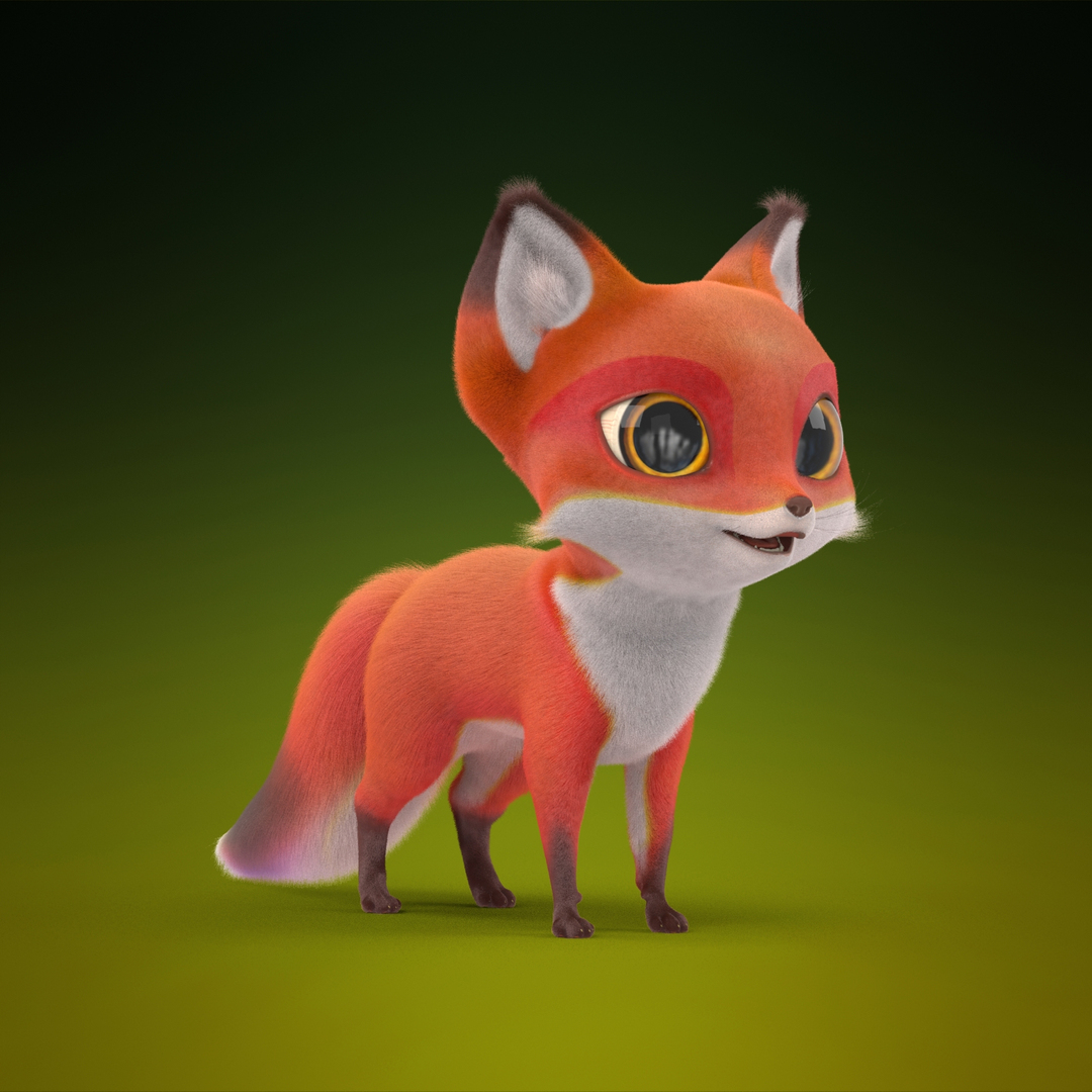 cute cartoon fox fur 3d max