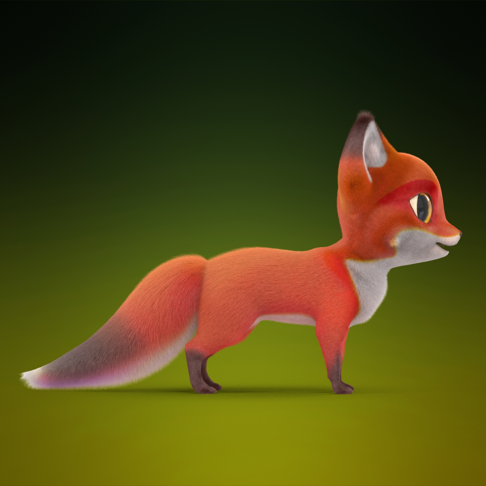 cute cartoon fox fur 3d max