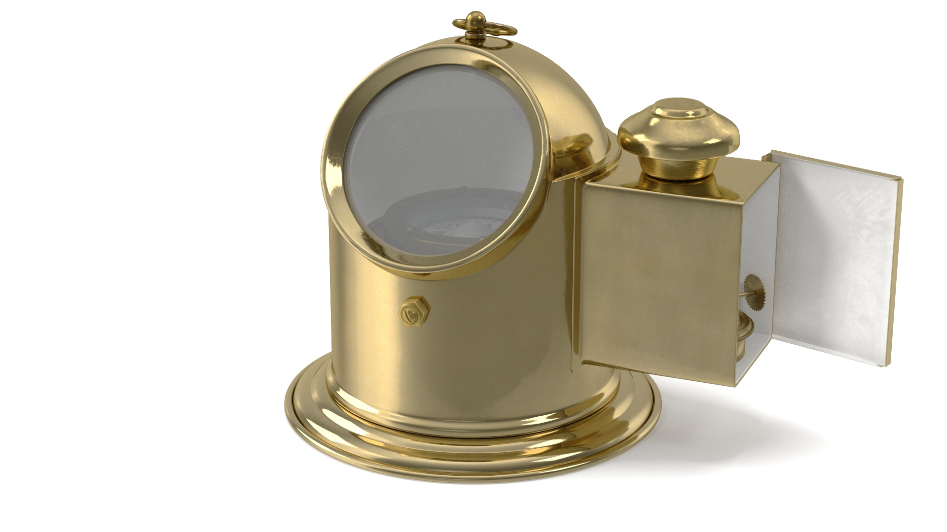 Antique Marine Compass With Oil Lamp Brass Open Model Turbosquid 2215365