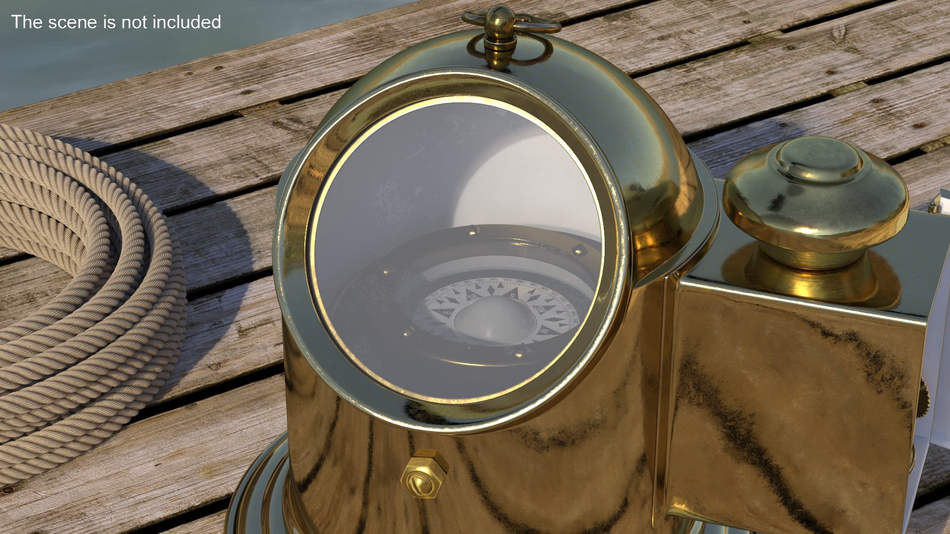 Antique Marine Compass With Oil Lamp Brass Open Model Turbosquid 2215365