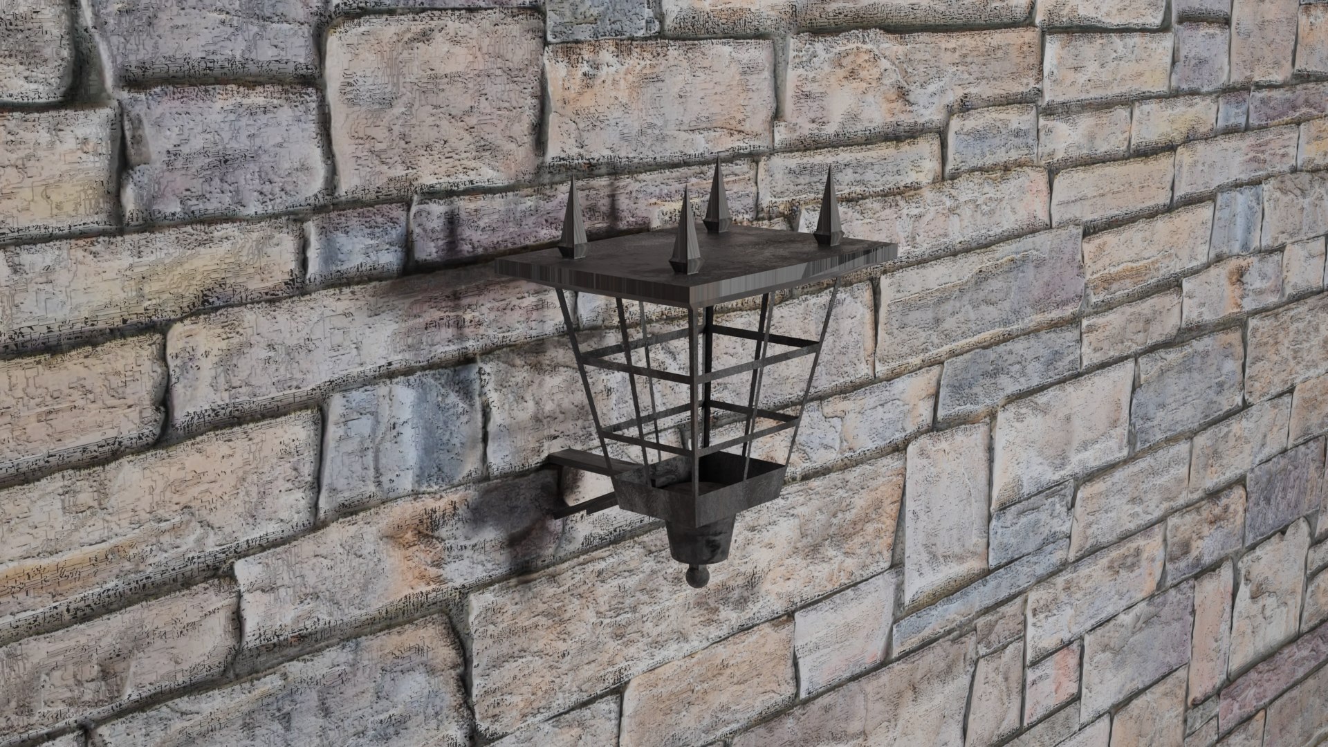 3D Wall Medieval Street Light - Lamp - TurboSquid 1991301