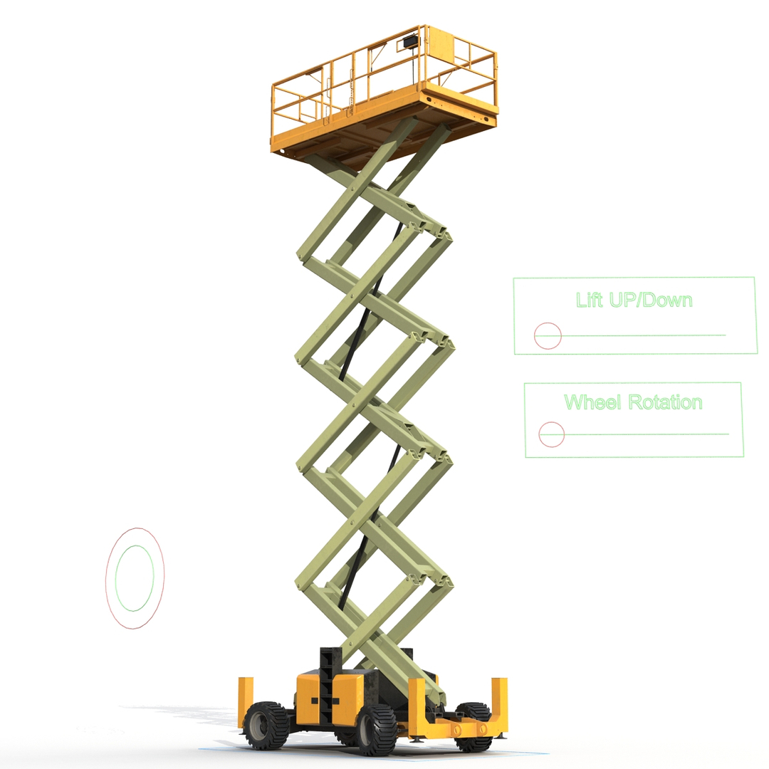 modelo 3d Plataformas telescópicas elevadoras de plataformas Rigged ...