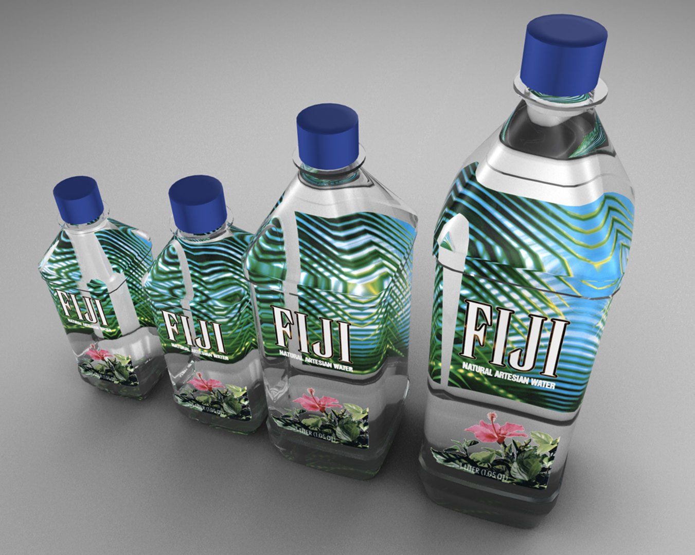 3d bottles fiji water model
