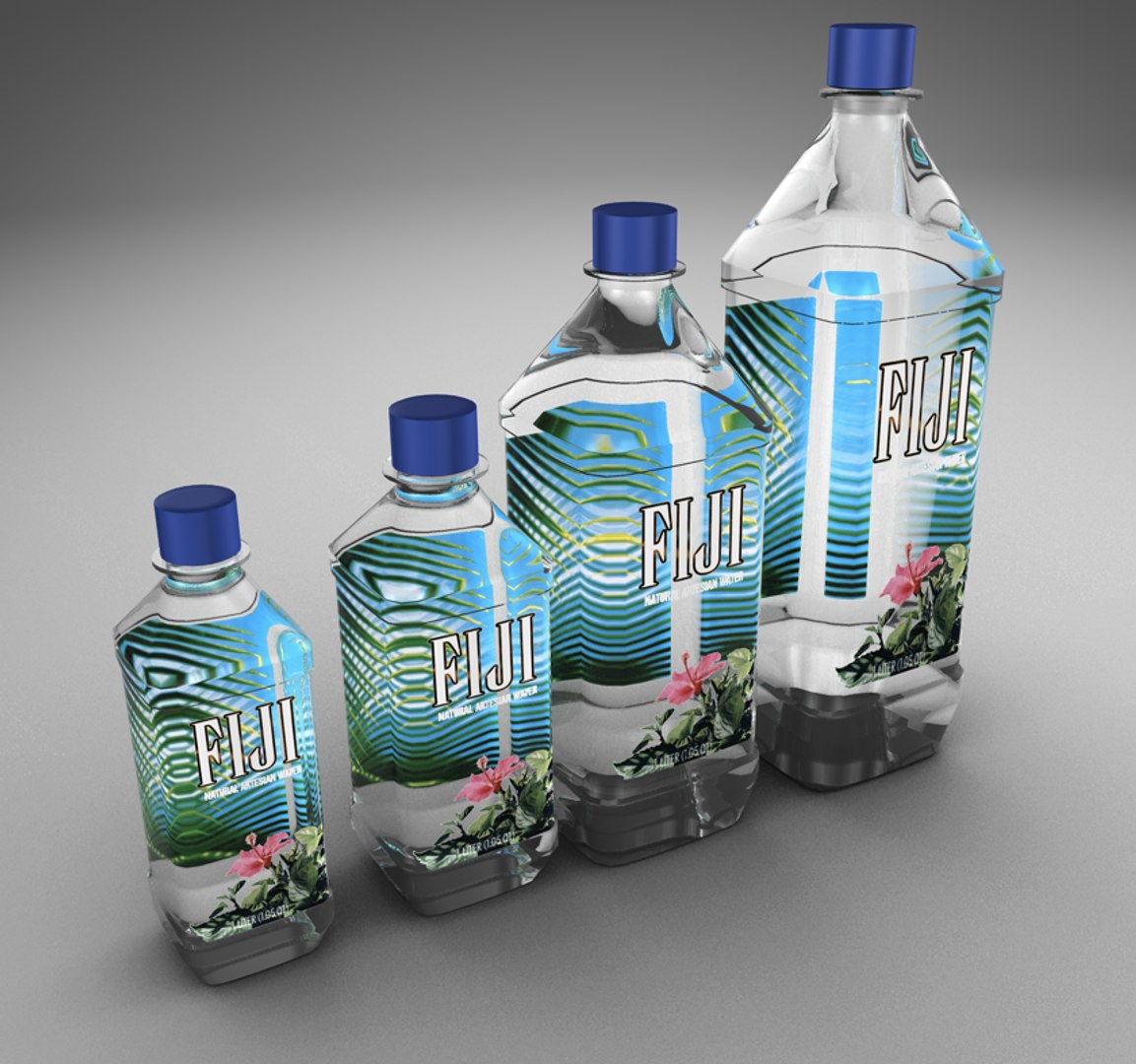 3d bottles fiji water model