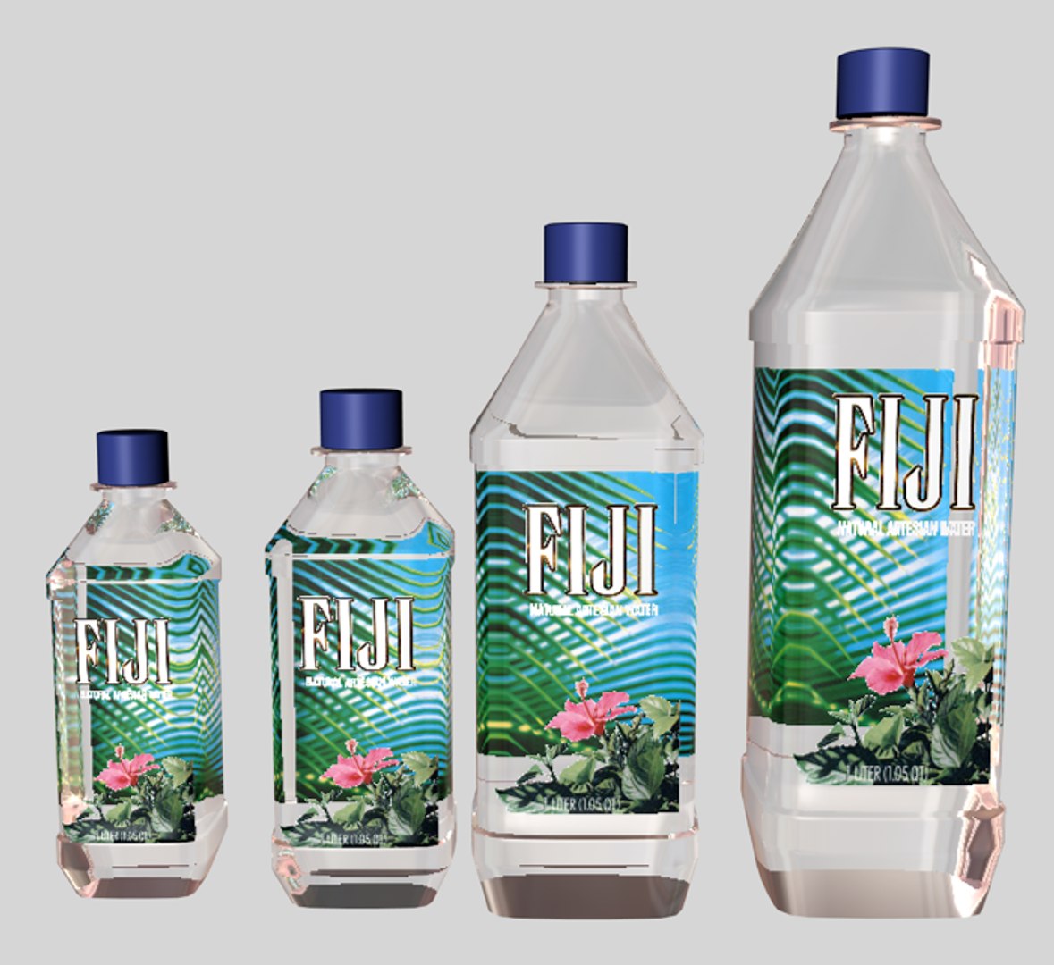 3d bottles fiji water model