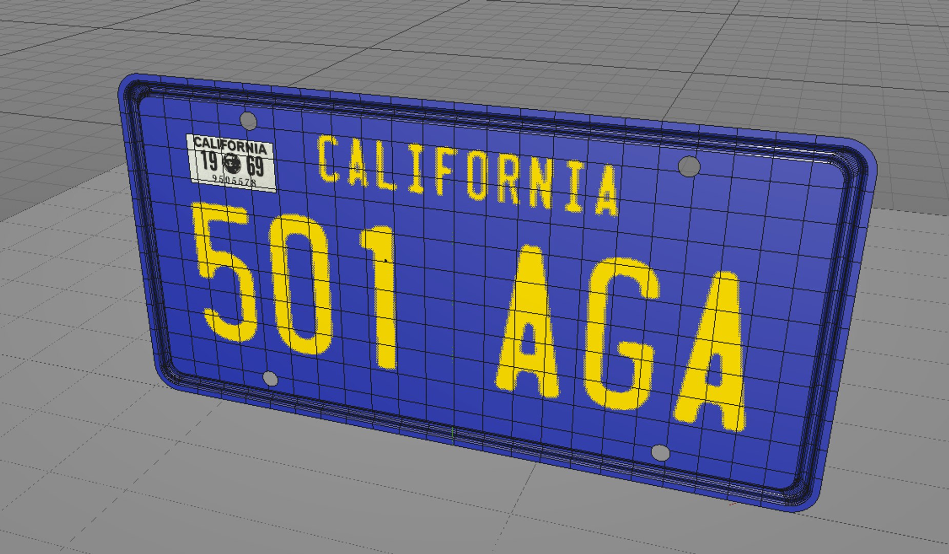 69 California License Plate 3d C4d