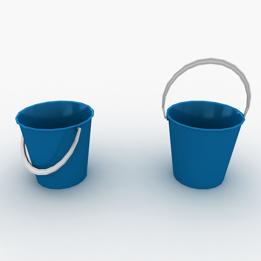 blue plastic bucket 3d model