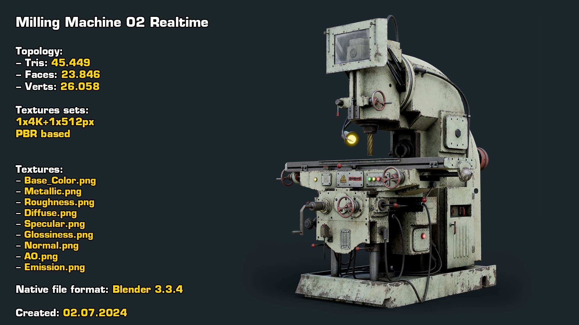 Animated Milling Machine Realtime 3D Model - TurboSquid 2249711