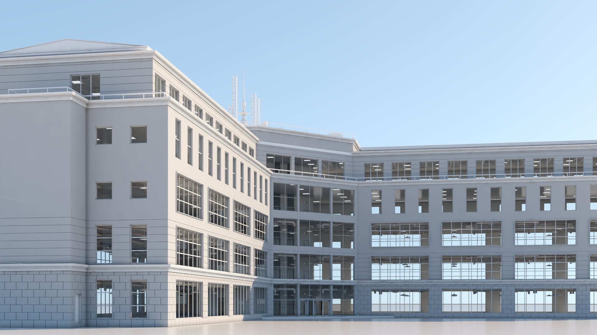 Office Building Interior Exterior 3D - TurboSquid 1691062