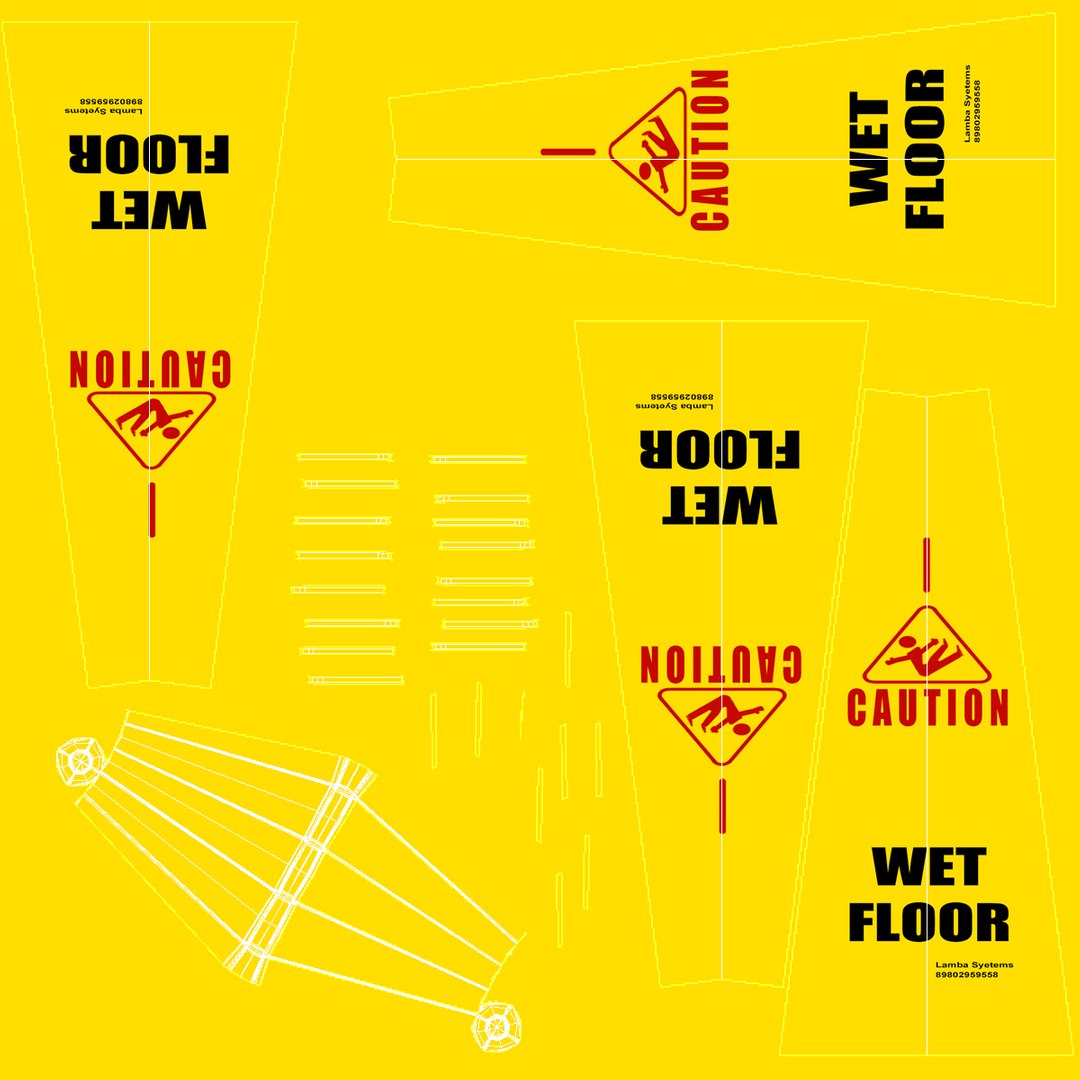 3d Wet Floor Cone Yellow