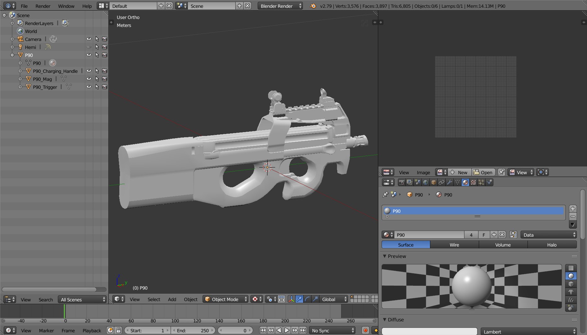 3D P90 Submachine Gun - LowPoly Mobile Ready Model - TurboSquid 1977501