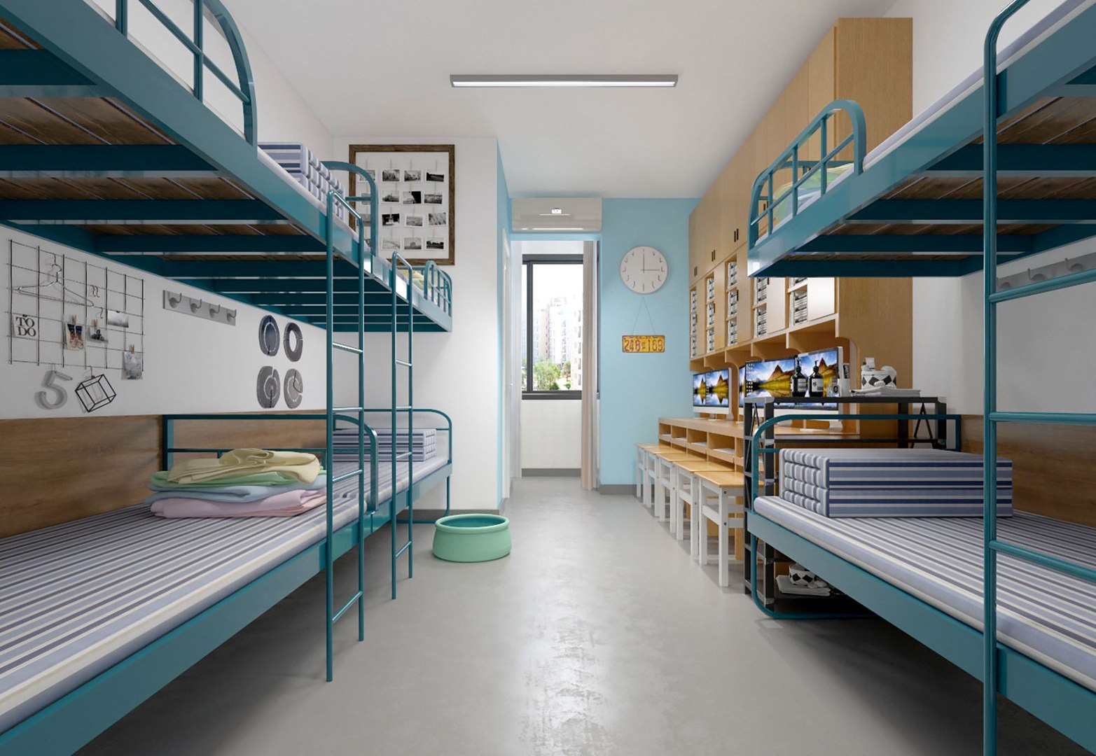 3D Female dormitory dormitory bunk university dormitory student ...